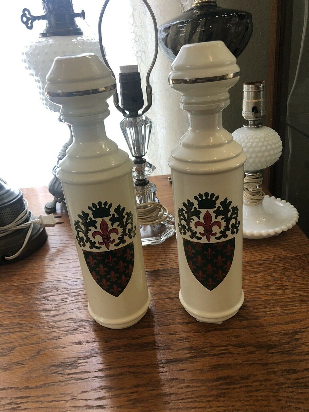 A Pair of Vintage Glass Painted Over Decanters With Leflore - Etsy