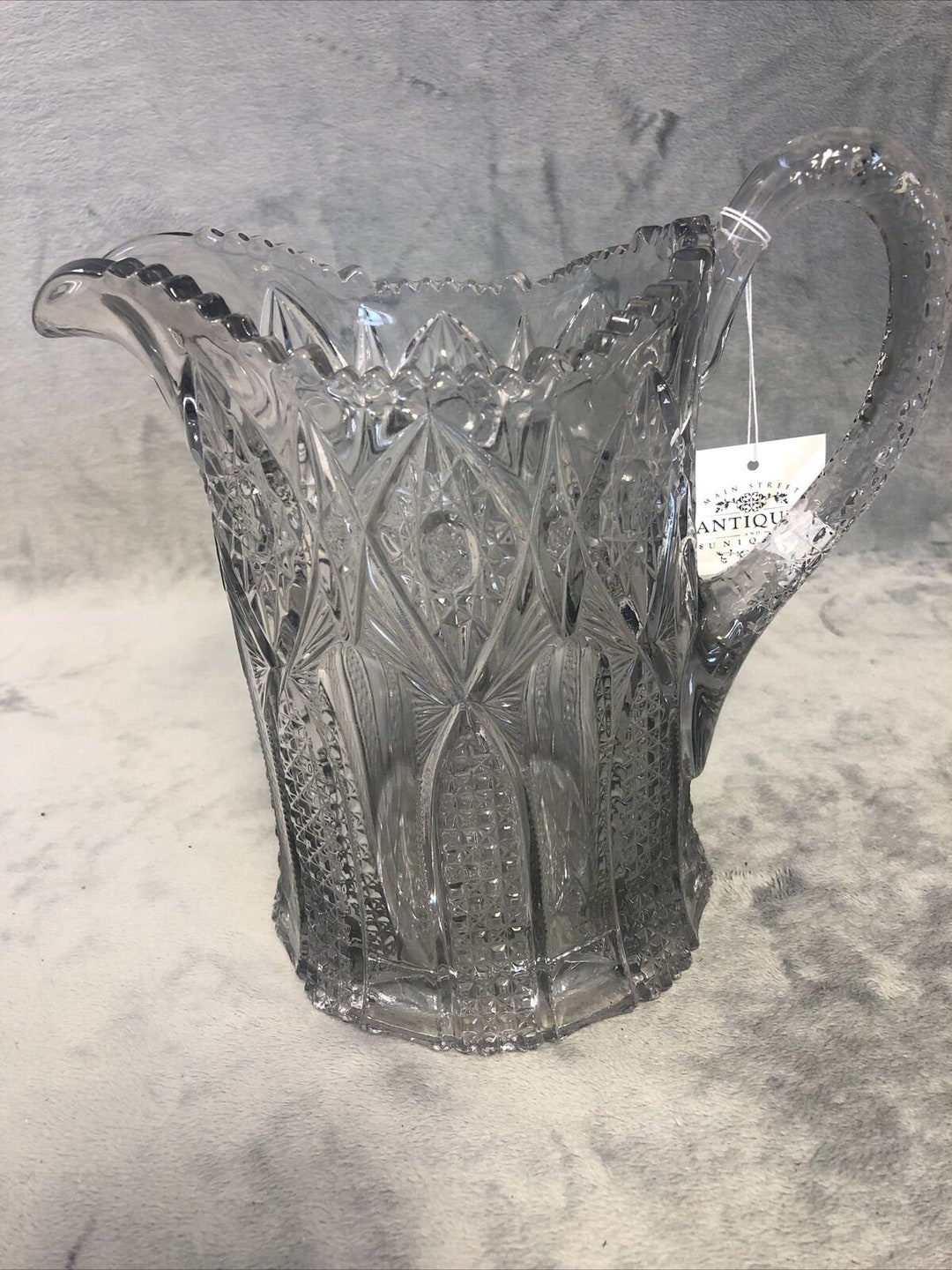 Stunning Vintage Cut Glass Pitcher 8 Thick Heavy Great Details - Etsy
