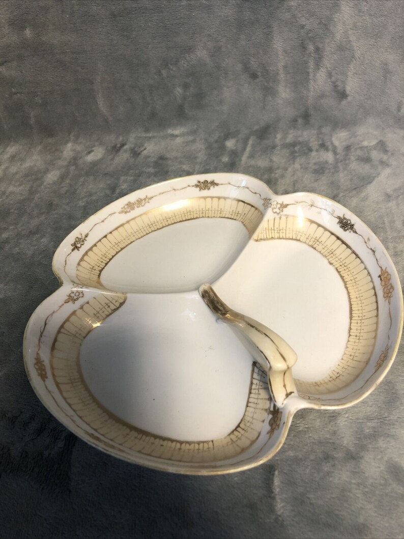Nippon Early 1900s Wreath Divided Dish Hand Painted Gold Trim - Etsy
