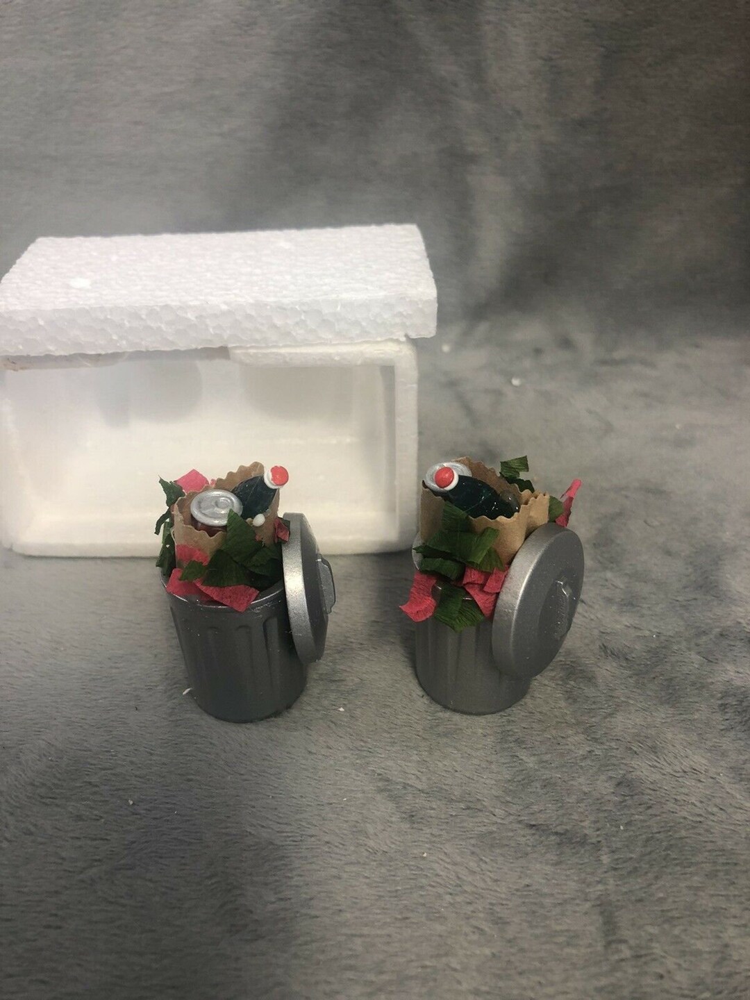 Dept 56 the Original Snow Village Christmas Trash Cans 5209-5 Deadstock ...