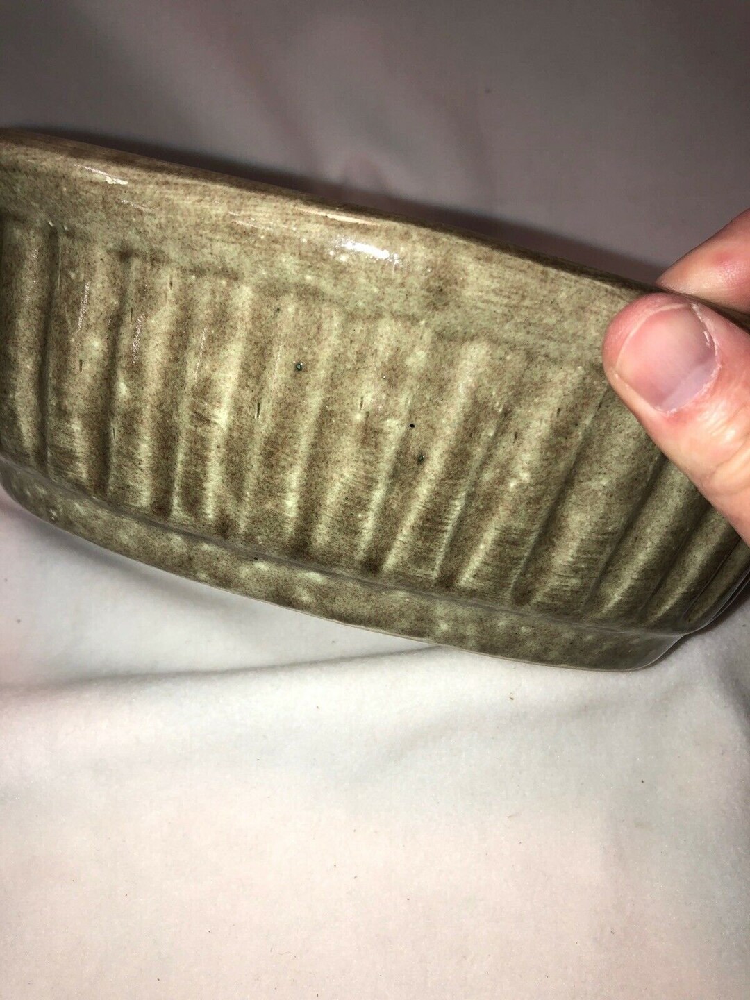 Vintage MP Mountainside Art Pottery 9.5 Long 7 Wide Green Mottled Glaze ...