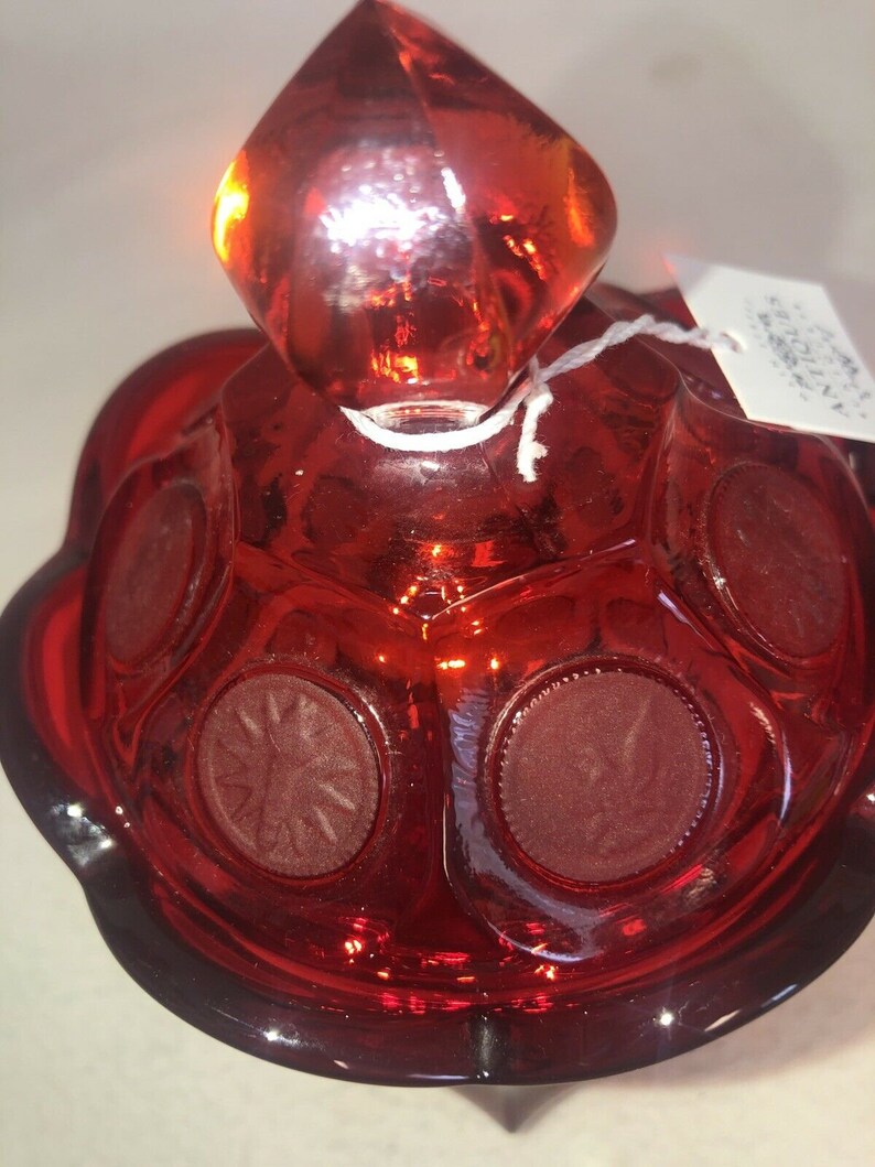 Fostoria Ruby Red Coin Glass Candy Dish with Lid Excellent | Etsy