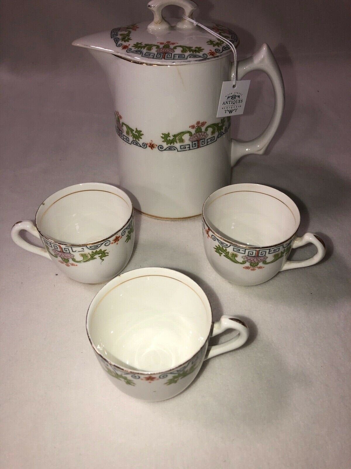 Vintage Edwin M Knowles China Semi Vitreous Tea Pot & 3 Cups - Etsy