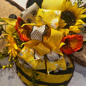 Handmade Bumblebee Angel Vine Wreath, Summer Door Decor, Sunflower and ...