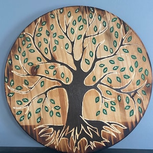 Tree of Life 18” Round Wood - Etsy