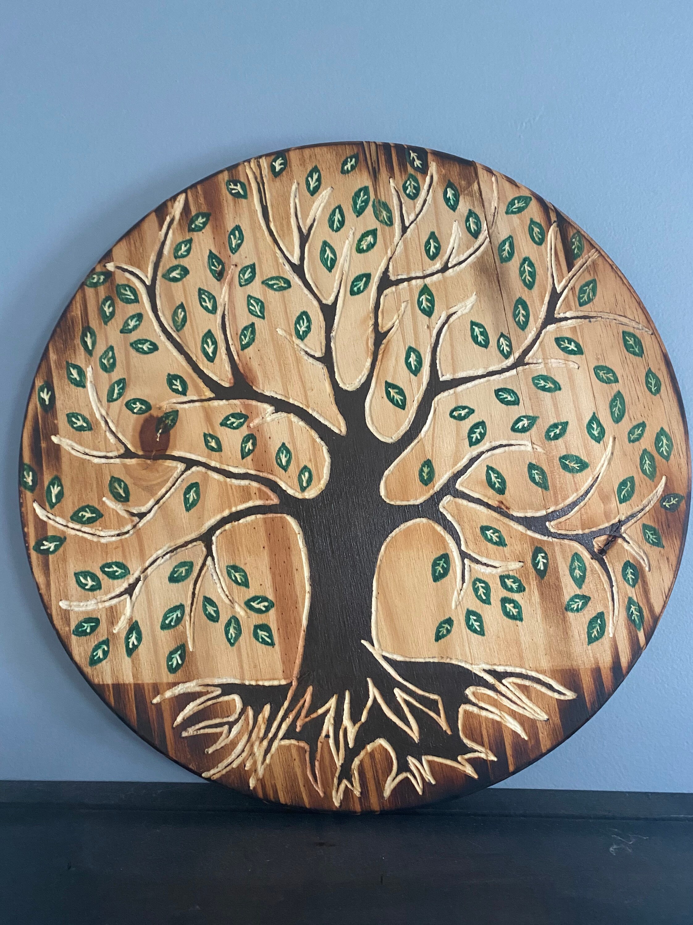 Tree of Life 18” Round Wood - Etsy