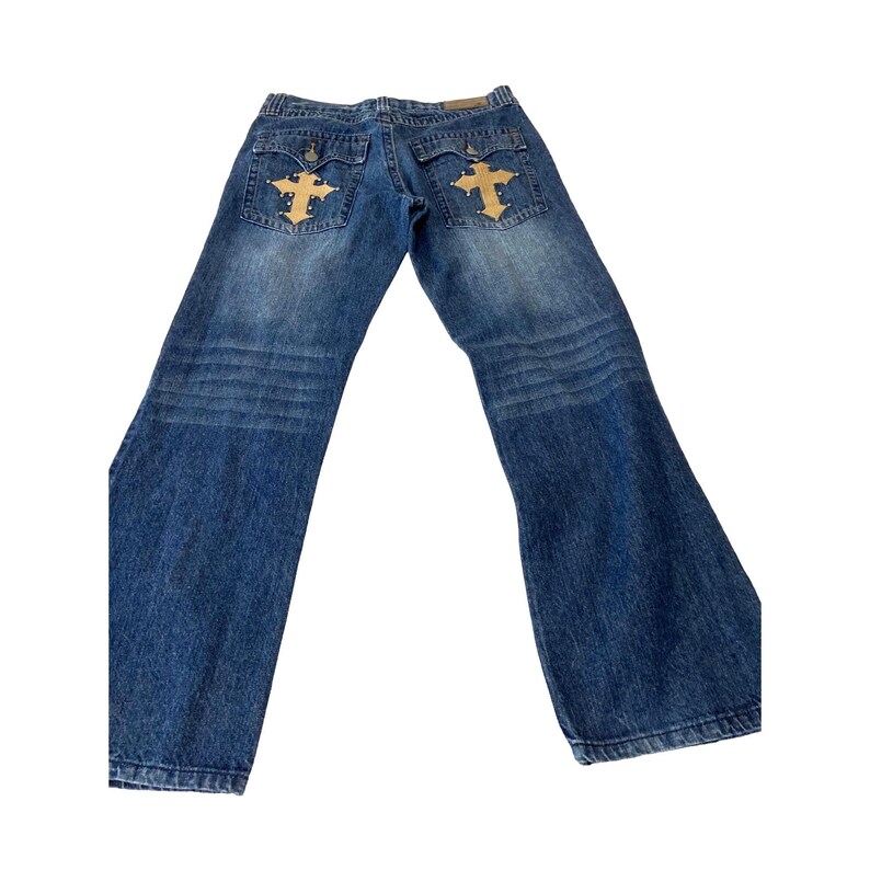 Carbon Black Mens Denim Jeans 32x32 Distressed Cross Pocket Design ...