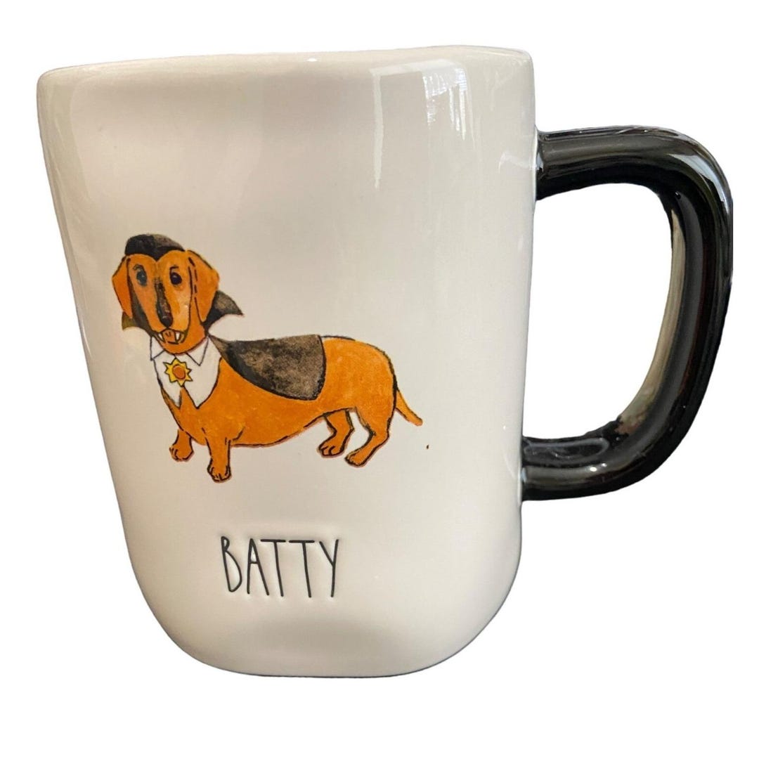 Rae Dunn "batty" Halloween Mug Dachshund Vampire Weiner Dog by Magenta ...
