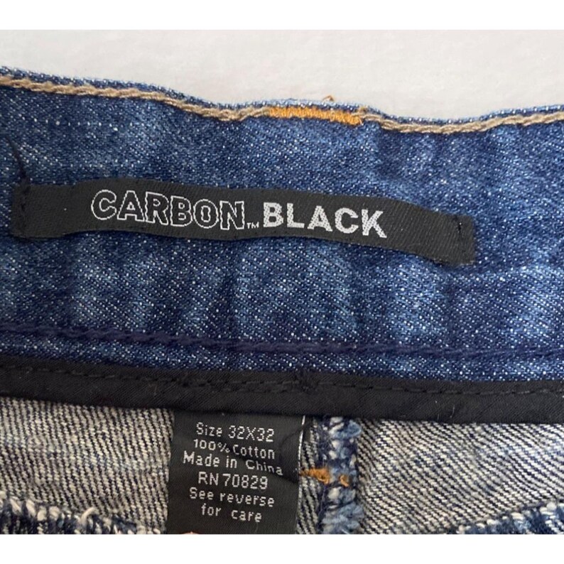 Carbon Black Mens Denim Jeans 32x32 Distressed Cross Pocket Design ...