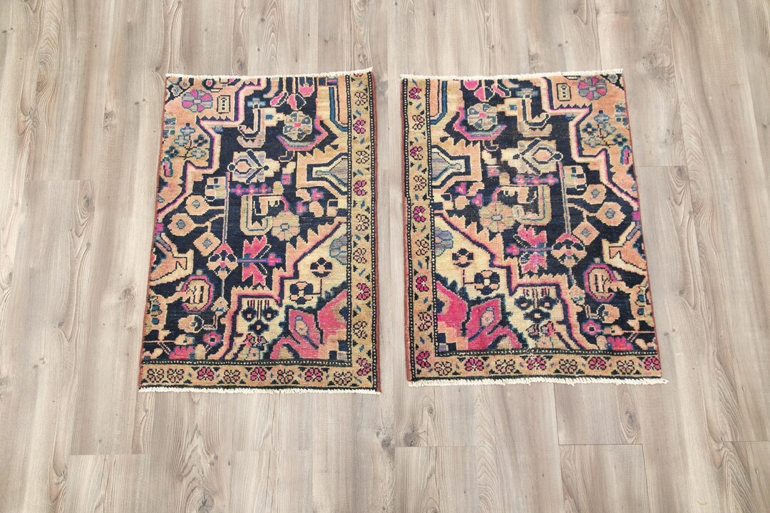 Pair Rugs Set of Two Small Rugs Aztec Rug Vintage Rug Twin - Etsy