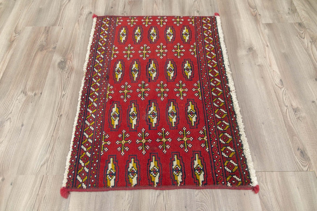 2.6 X 1.9 Ft 80 X 59 Cm Small Red Rug, Small Rug, Red Rug, Bokhara Rug ...