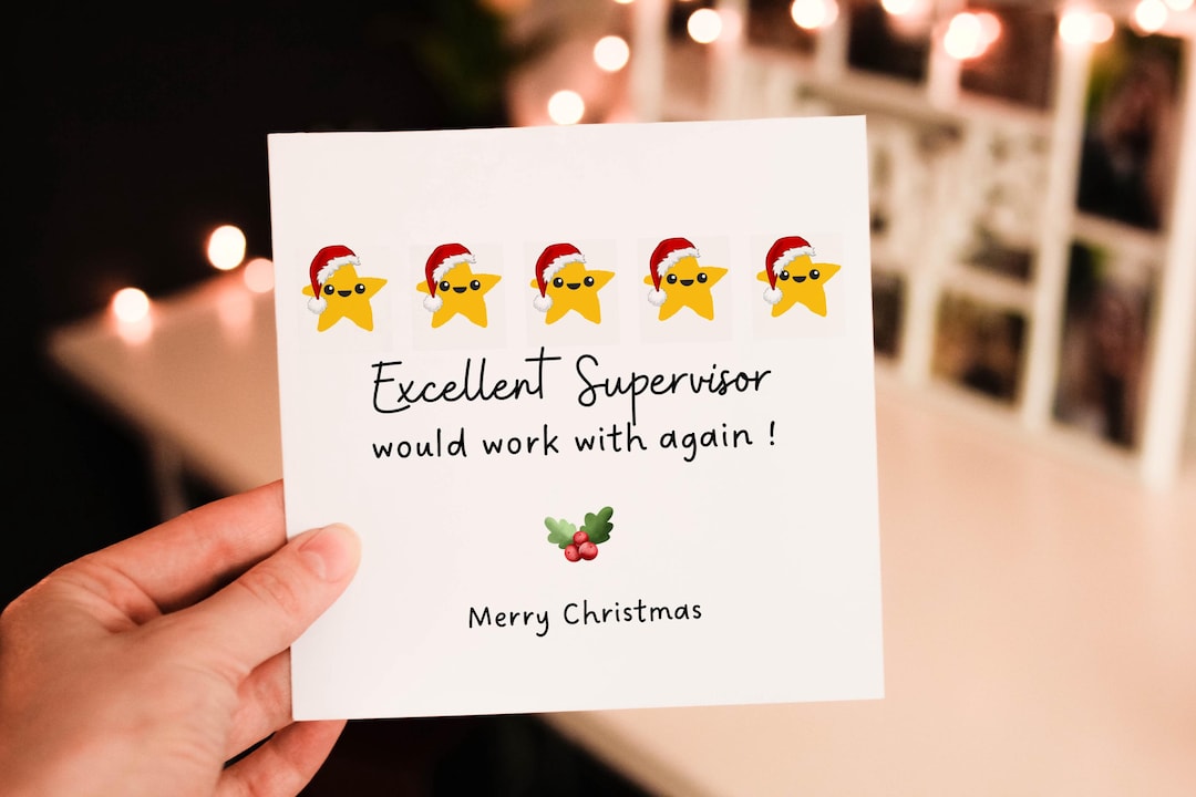 Personalised Excellent Supervisor Would Work Again Christmas Cards for ...
