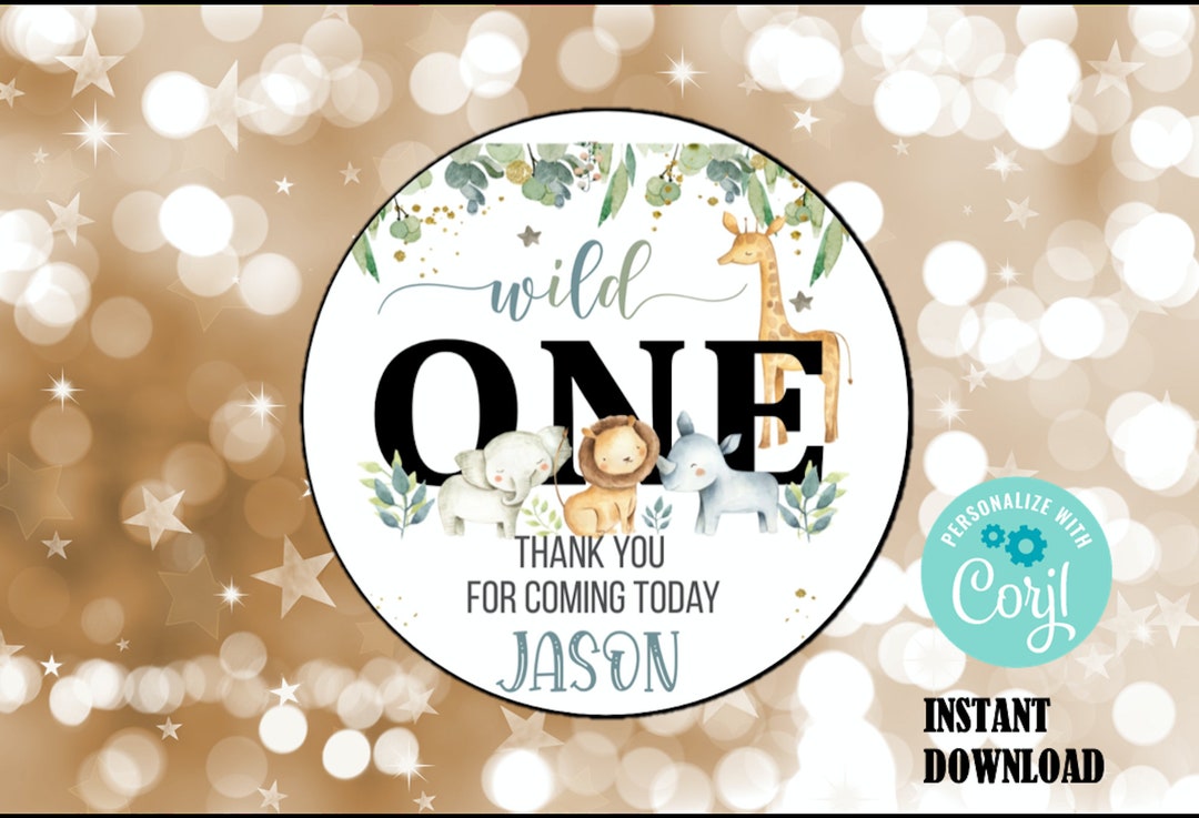 Editable Safari Wild One Theme Favor Tags, Safari Jungle Tags Instant ...
