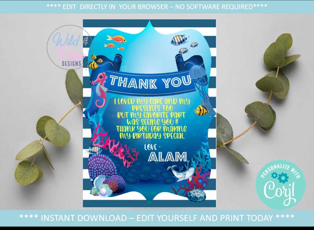 Editable Under the Sea Theme Favor Tags, Under the Sea Tags Instant ...