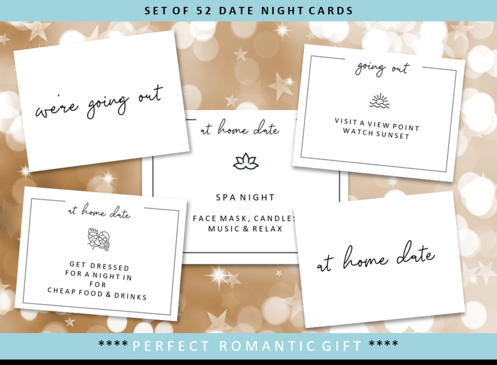 52 Date Cards a Year of Romantic Date Ideas,gift for Her,gift for Him ...