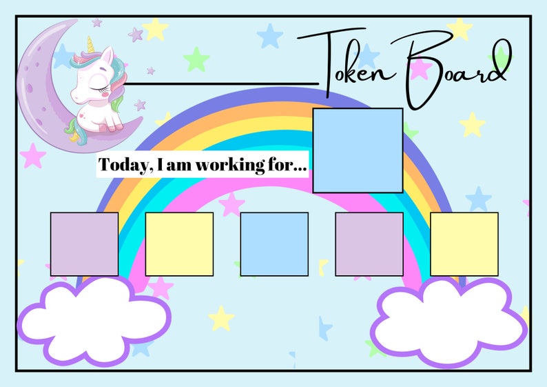 Unicorn and Rainbow Token Board - Etsy