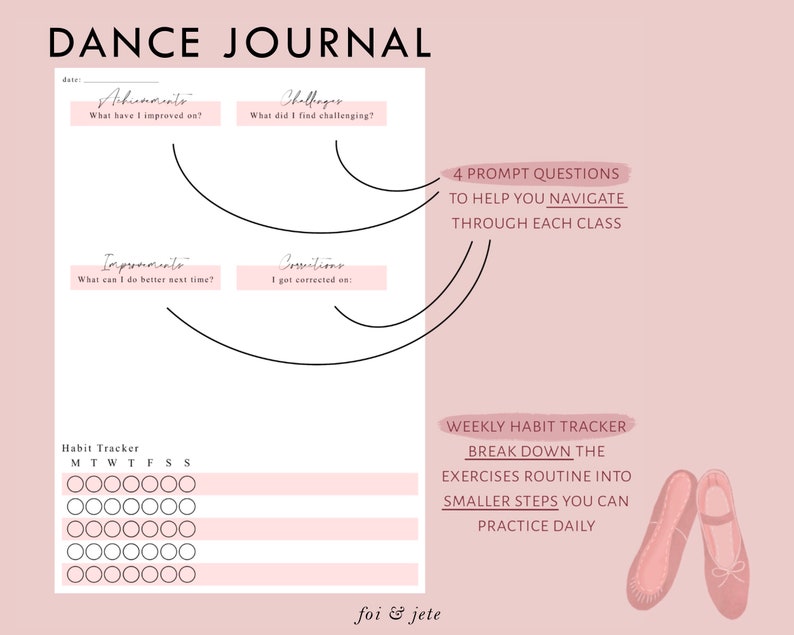 Dance Journal Ballet Journal Dancers Notebook Dance Exercise Tracker ...