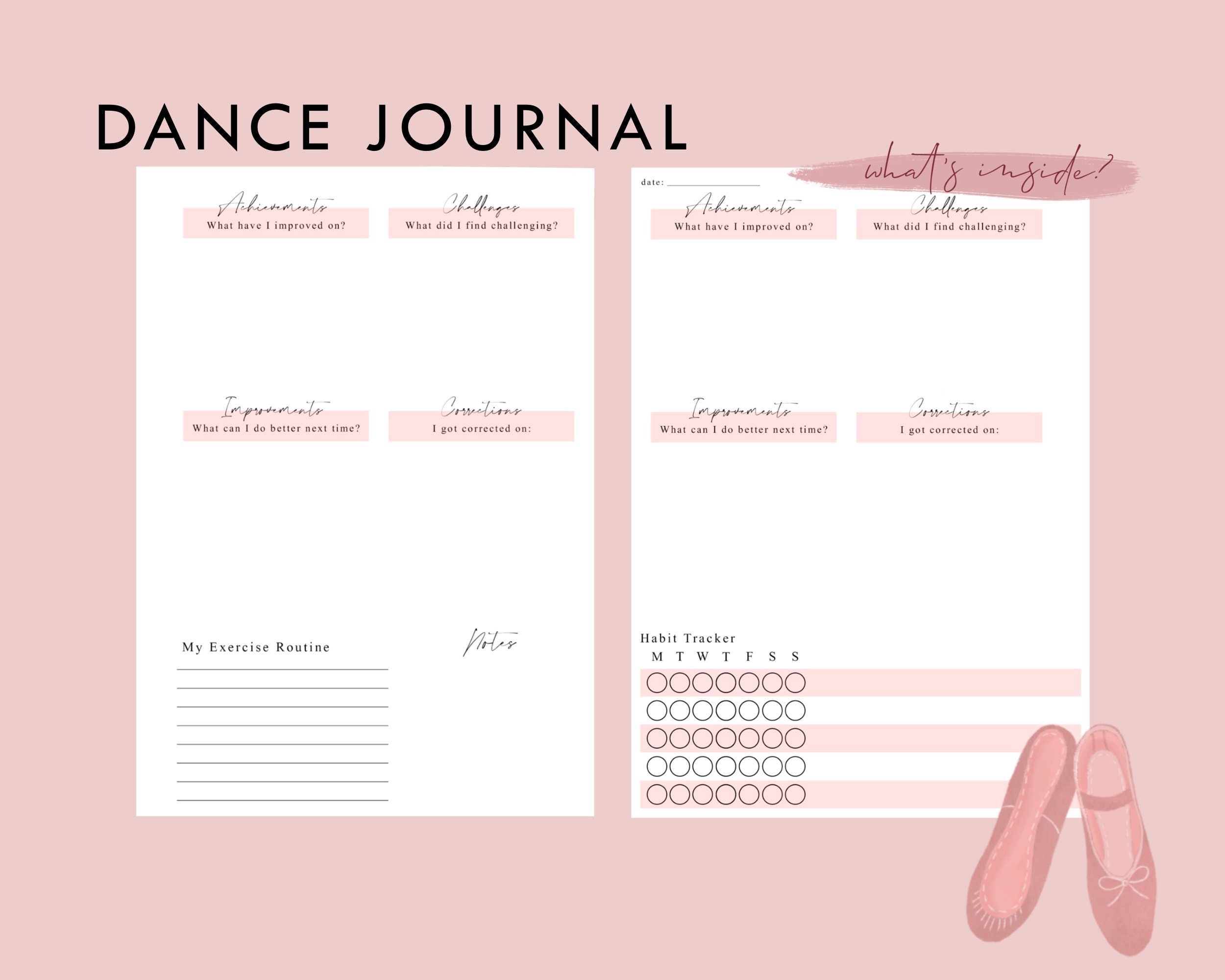 Dance Journal Ballet Journal Dancers Notebook Dance Exercise Tracker ...
