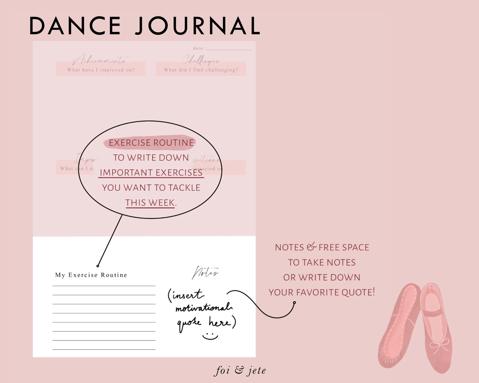 Dance Journal Ballet Journal Dancers Notebook Dance Exercise Tracker ...