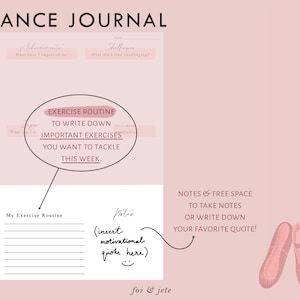 Dance Journal - Ballet Journal - Dancers Notebook - Dance Exercise ...