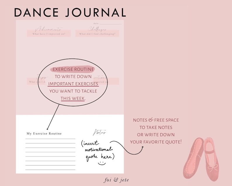 Dance Journal Ballet Journal Dancers Notebook Dance Exercise Tracker ...