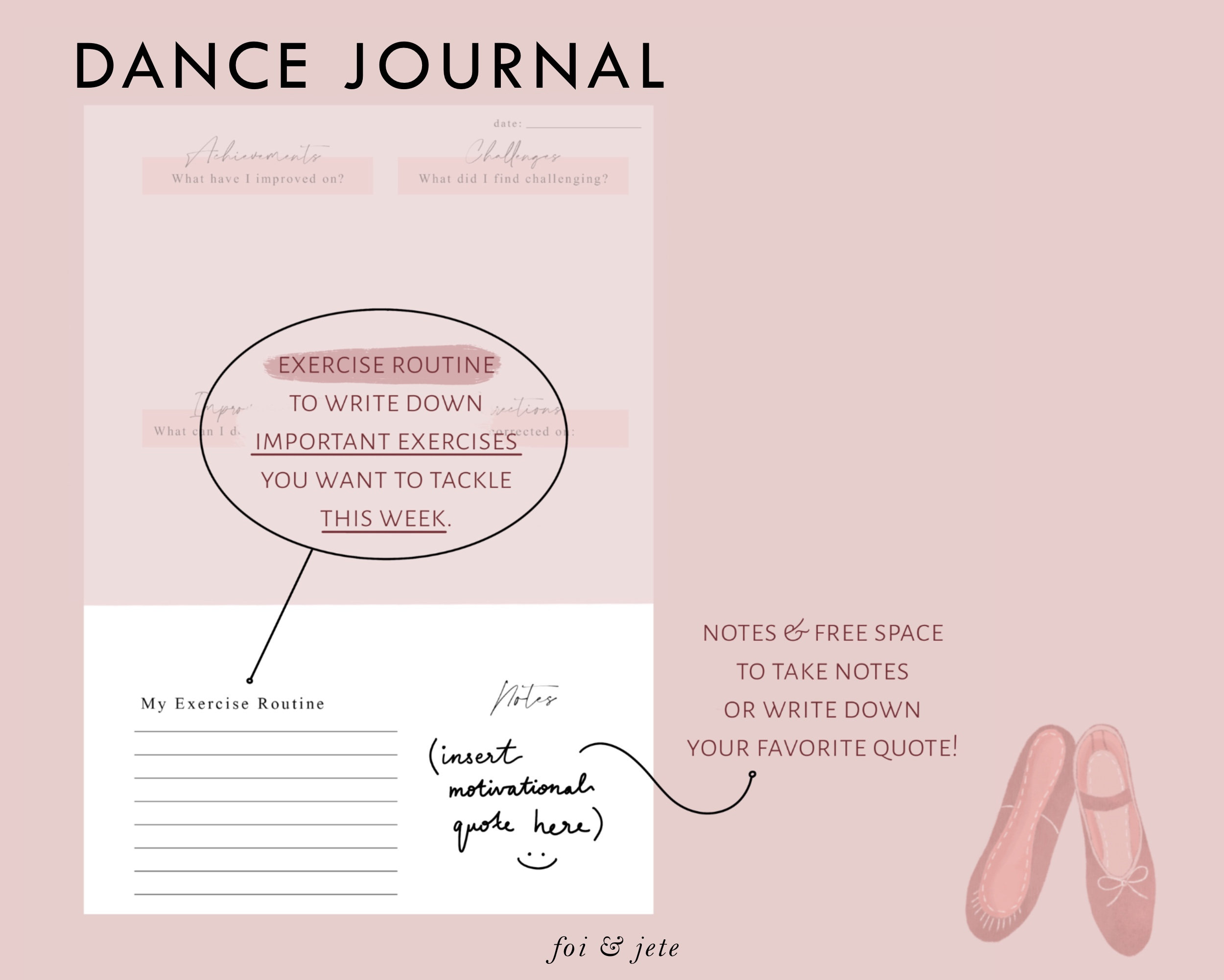 Dance Journal Ballet Journal Dancers Notebook Dance Exercise Tracker ...