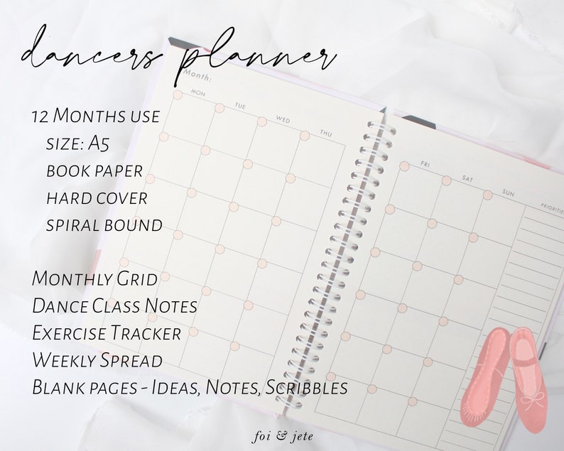 The CLASSIC Dance Planner - Ballet Planner - Undated Yearly Planner ...