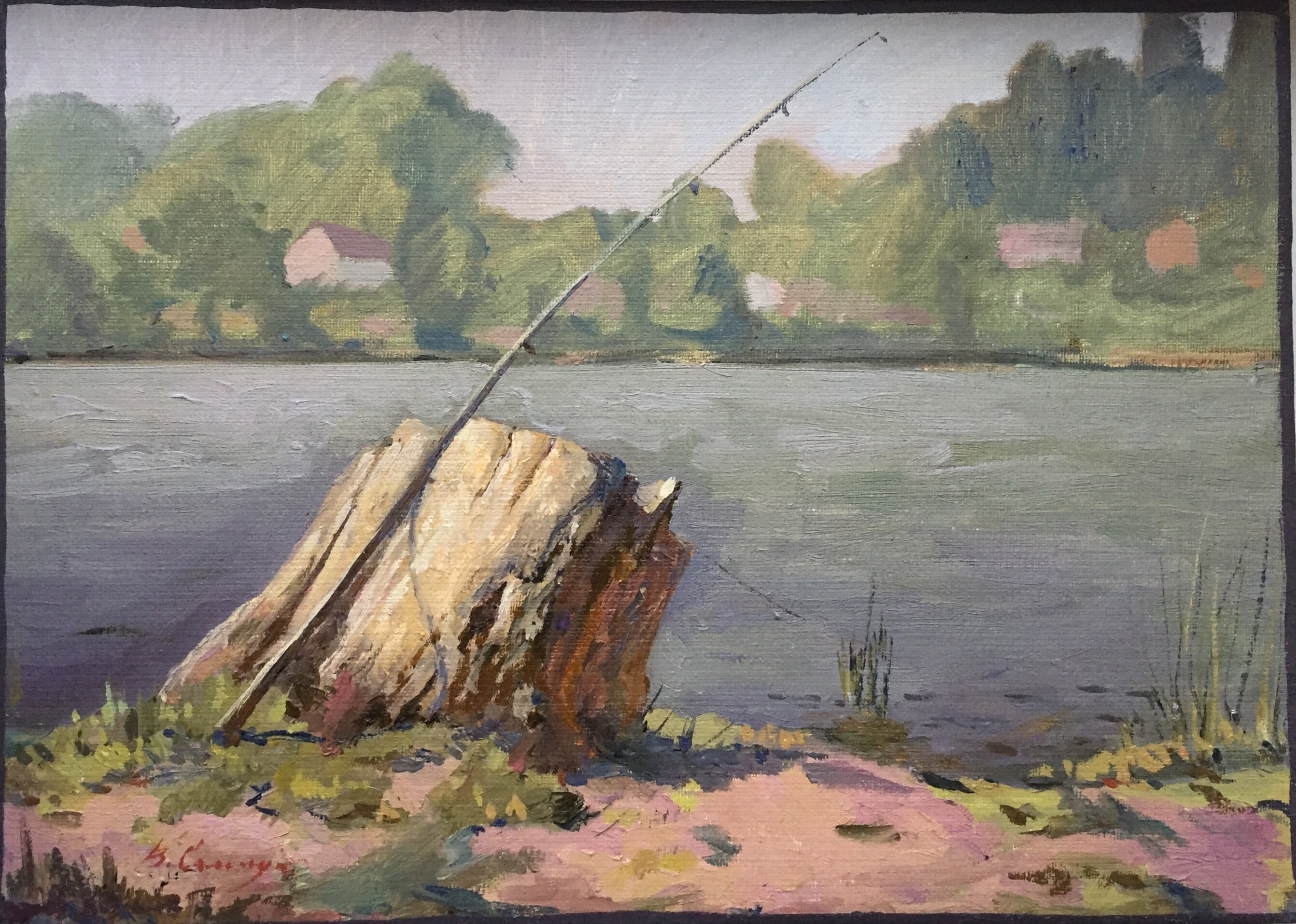 Сatch Fish Fishingriver Landscape. Oil Painting on Canvas - Etsy