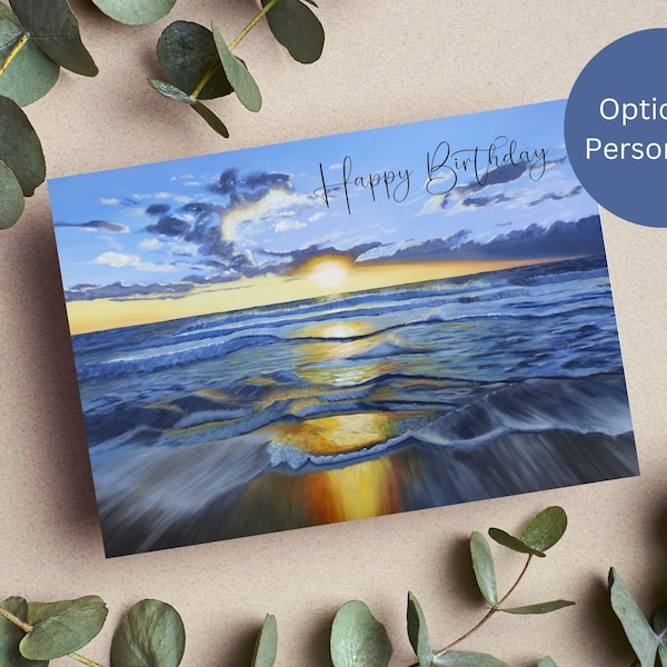 Sunset Birthday Card - Etsy UK