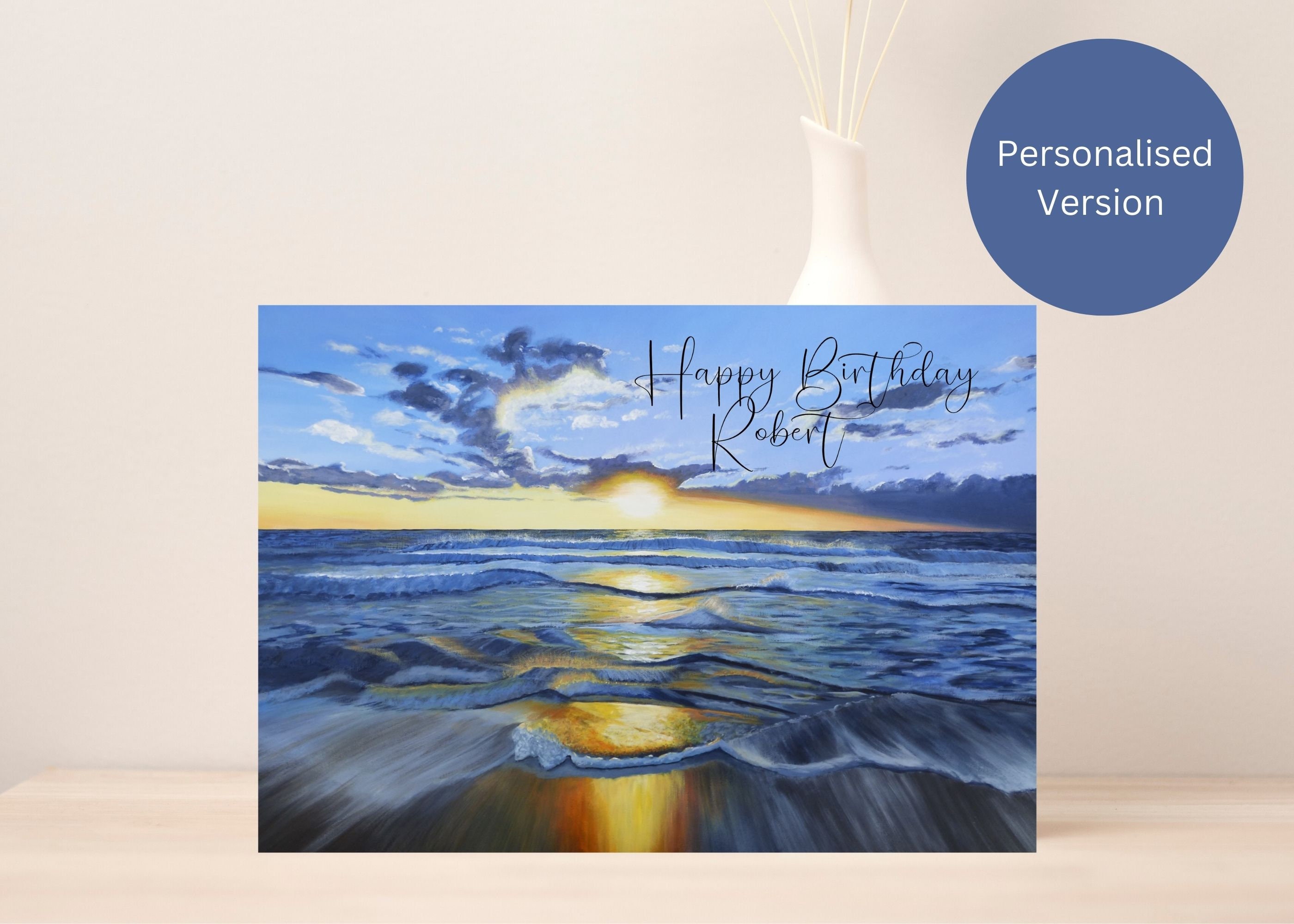 Personalised Birthday Card / Ocean Sunset Birthday Card / Original ...