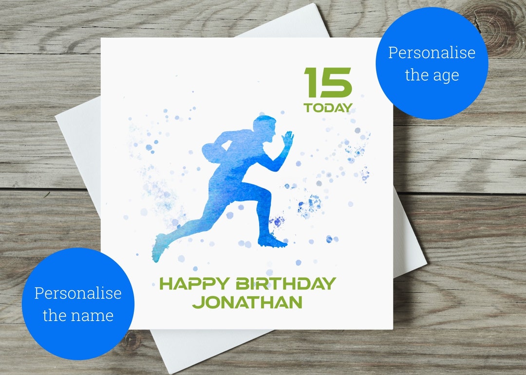 Personalised Rugby Player Birthday Card / Personalise Name and Age ...