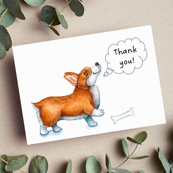 Corgi Thank You Card - Etsy