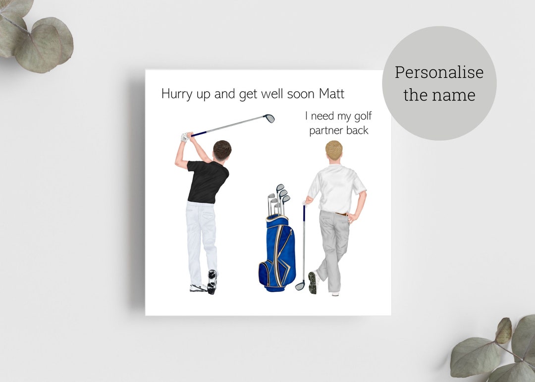 Get Well Soon Card for Golfer / Personalised Get Well Soon Card / Male ...
