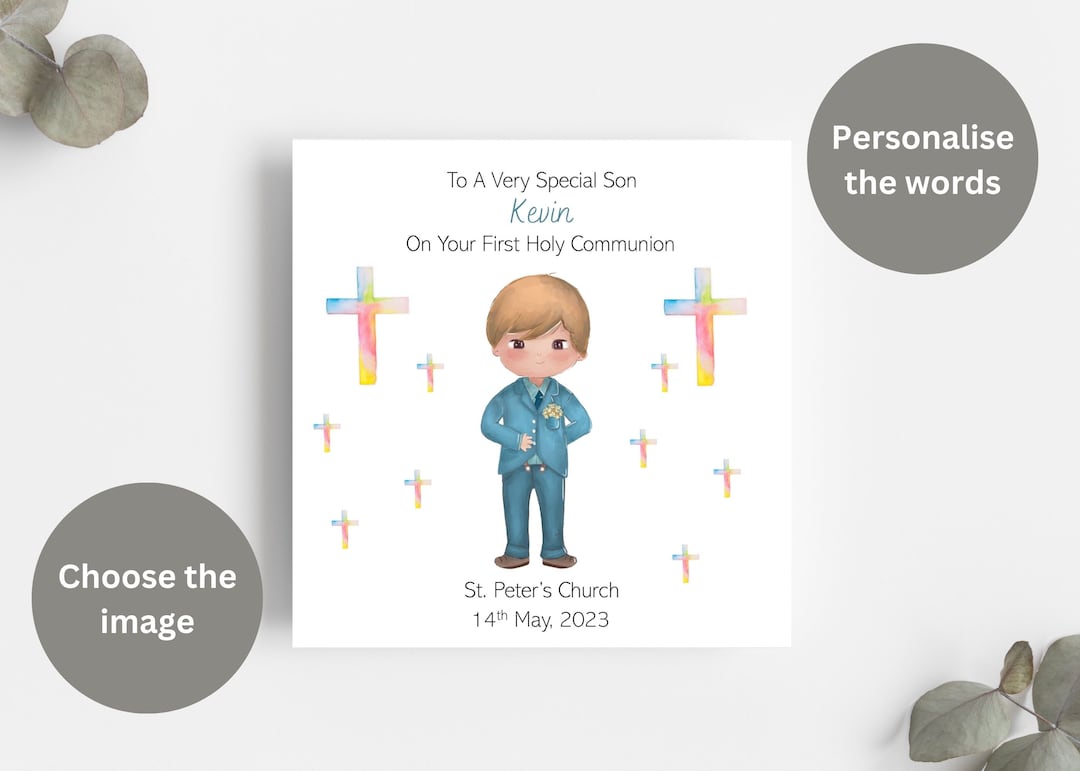 First Holy Communion Card / Personalised First Holy Communion Card for ...