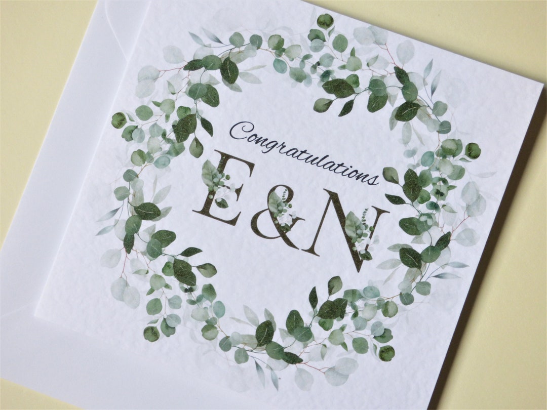 Personalised Wedding Card / Monogram Wedding Card / Botanic Monogram ...