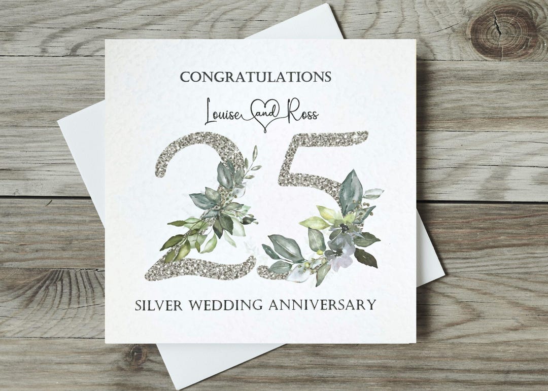Silver Wedding Anniversary Card / 25th Wedding Anniversary Card ...