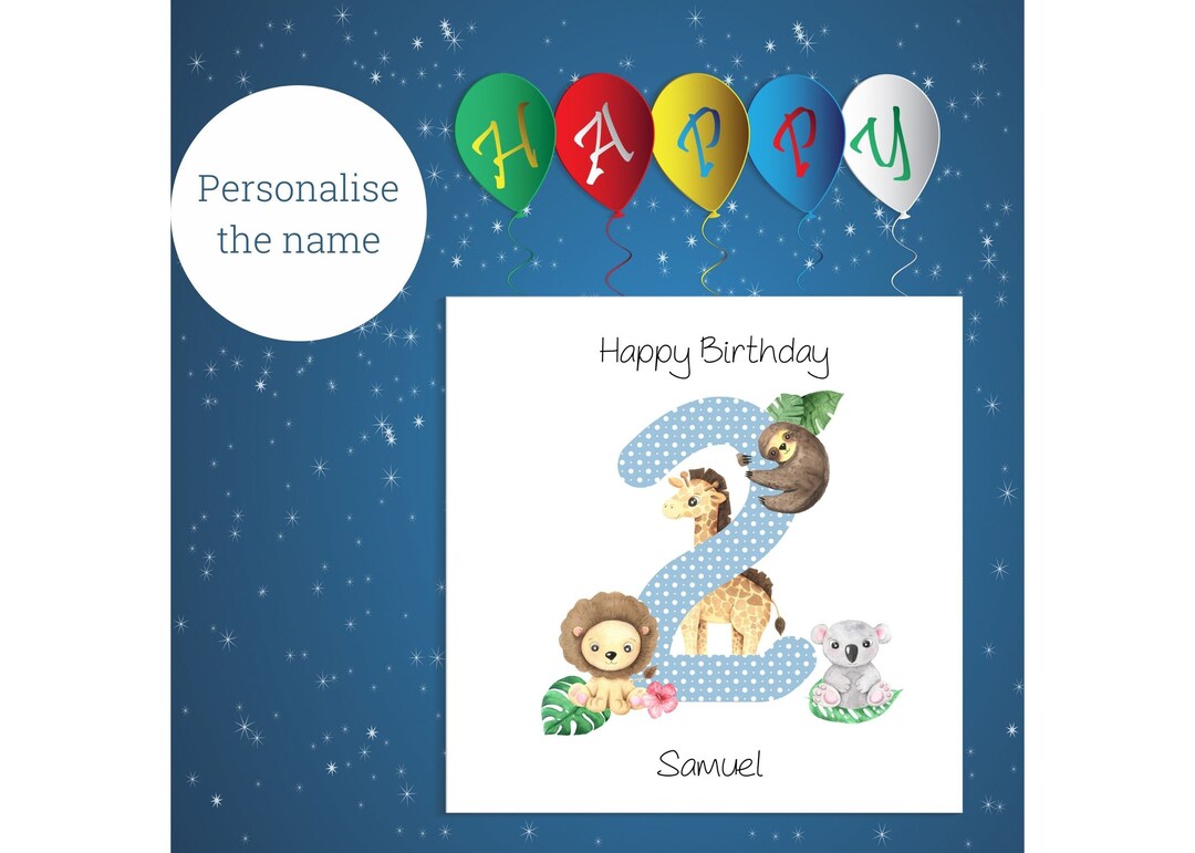 Age 2 Birthday Card for Boy / Large Number 2 Surrounded by Cute Baby ...