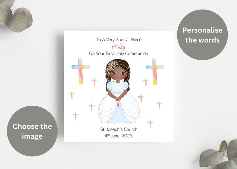 First Holy Communion Card / Personalised First Holy Communion - Etsy