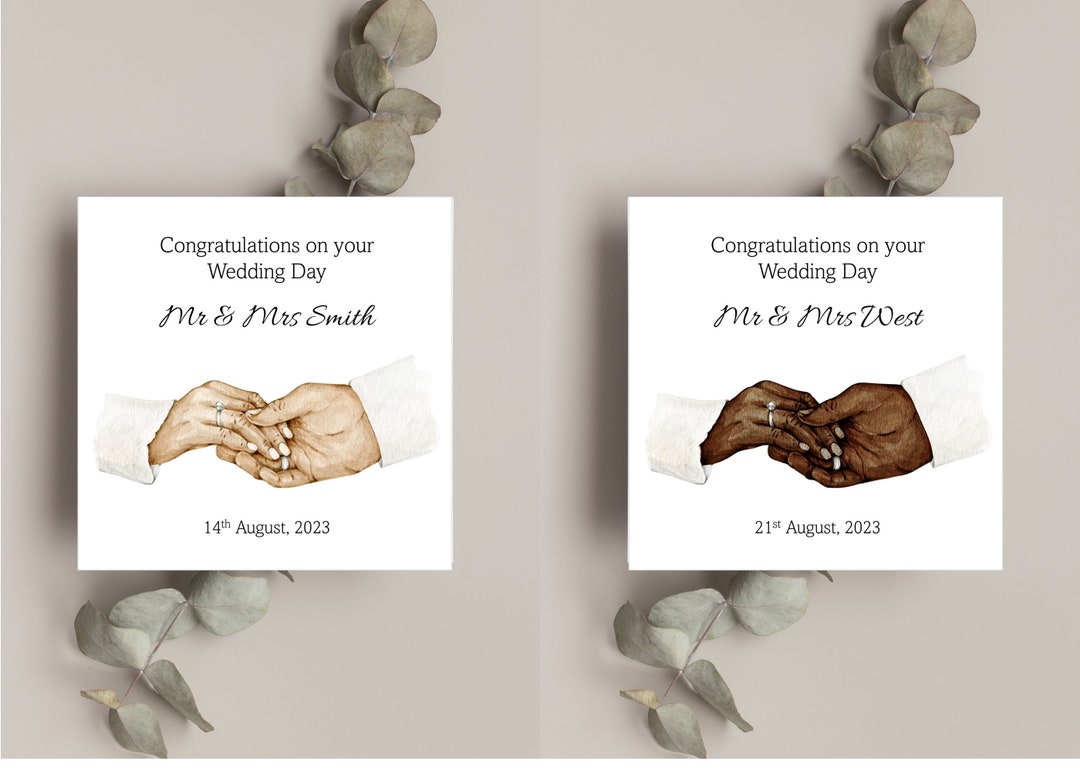 Personalised Wedding Card / Select the Skin Colour / Personalised Names ...