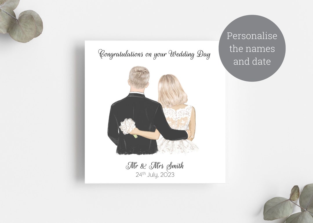 Personalised Wedding Card / Bride and Groom Wedding Card / Personalised ...
