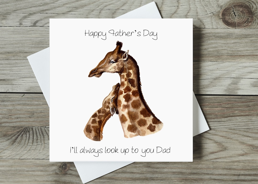 Father's Day Card / Dad and Young Giraffe / Option to Personalise the ...