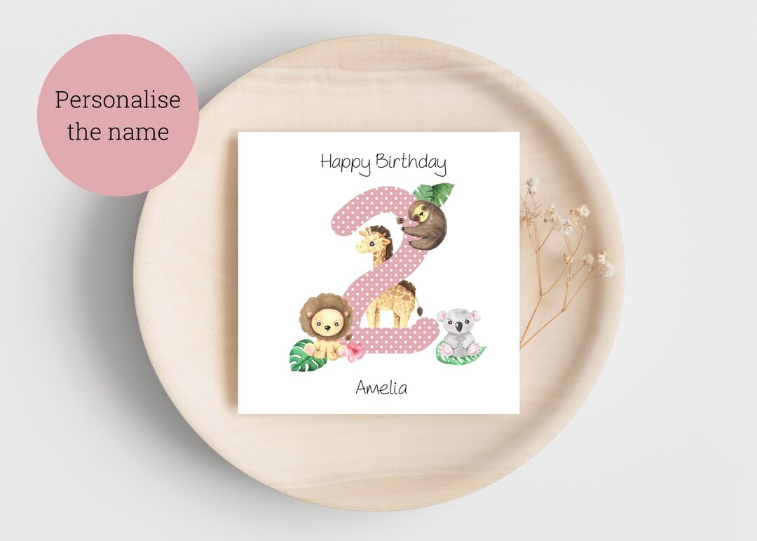 Age 2 Birthday Card for Girl / Large Number 2 Surrounded by Cute Baby ...