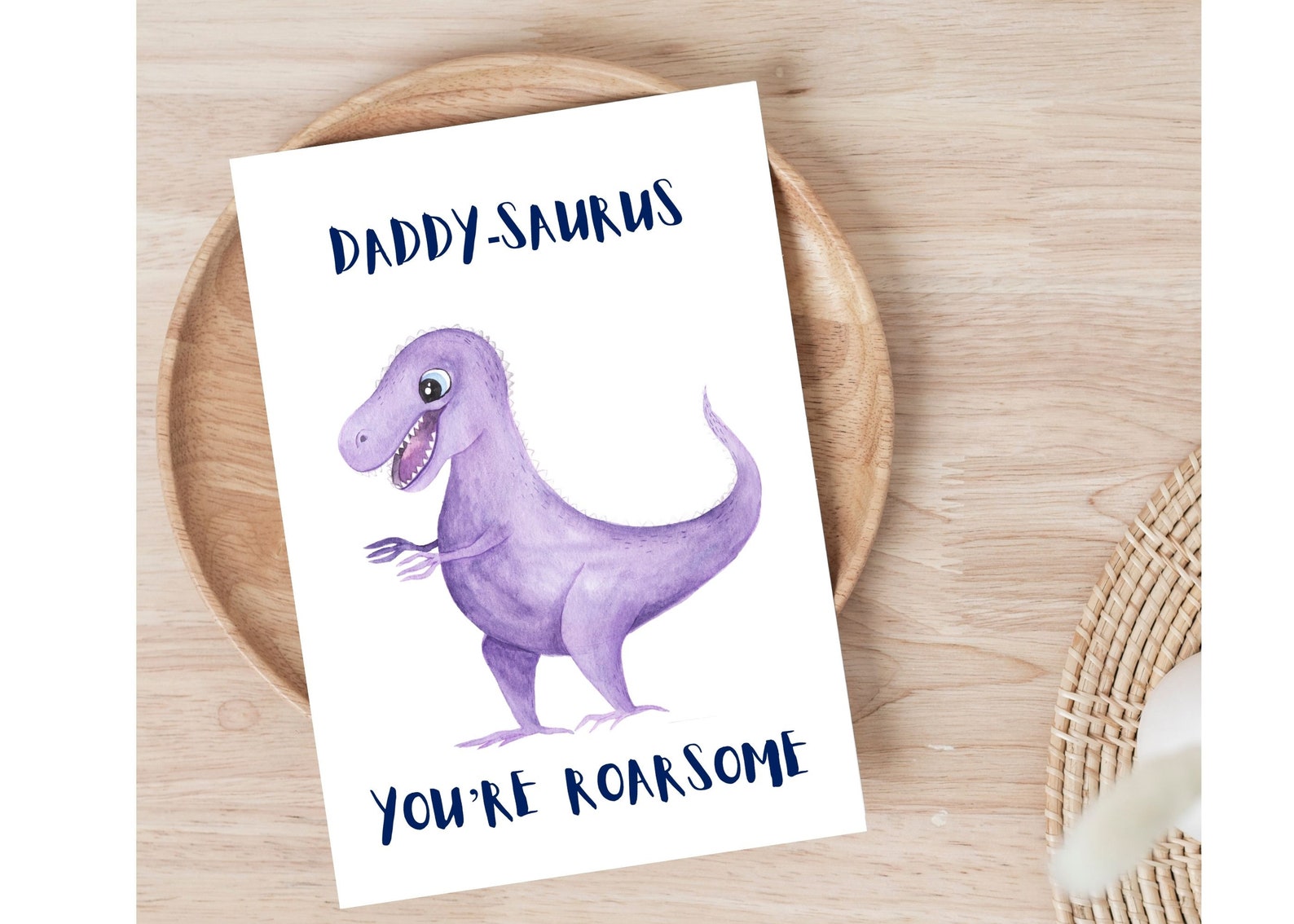 Father's Day Card / Daddy-saurus You're Roarsome / Cute Purple Dinosaur ...