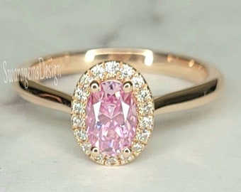 Pink Oval Diamond Ring - Etsy