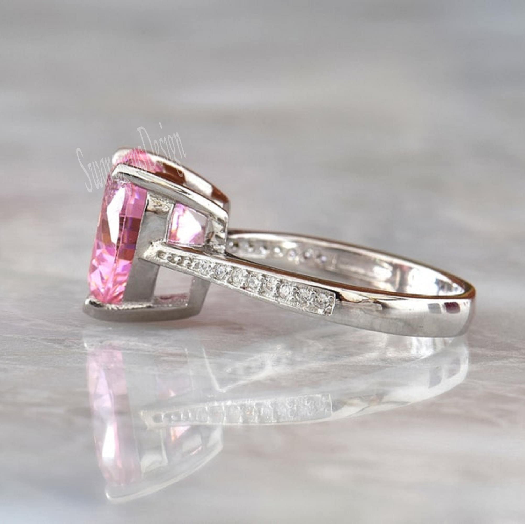 Barbie Ring for Girls Pink Heart Ring for Daughter & Sister, 2 CT Pink ...