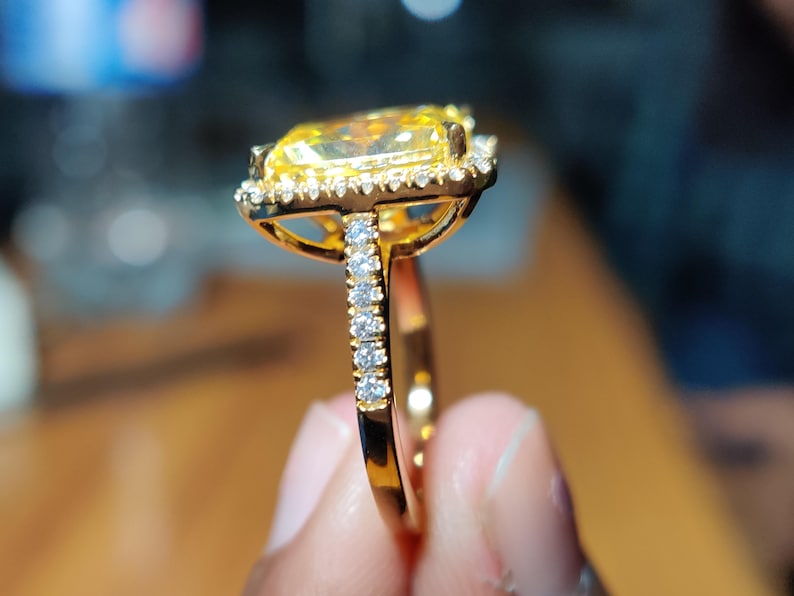 4ct Canary Yellow Diamond Engagement Ring 14k White Gold Radiant Cut ...