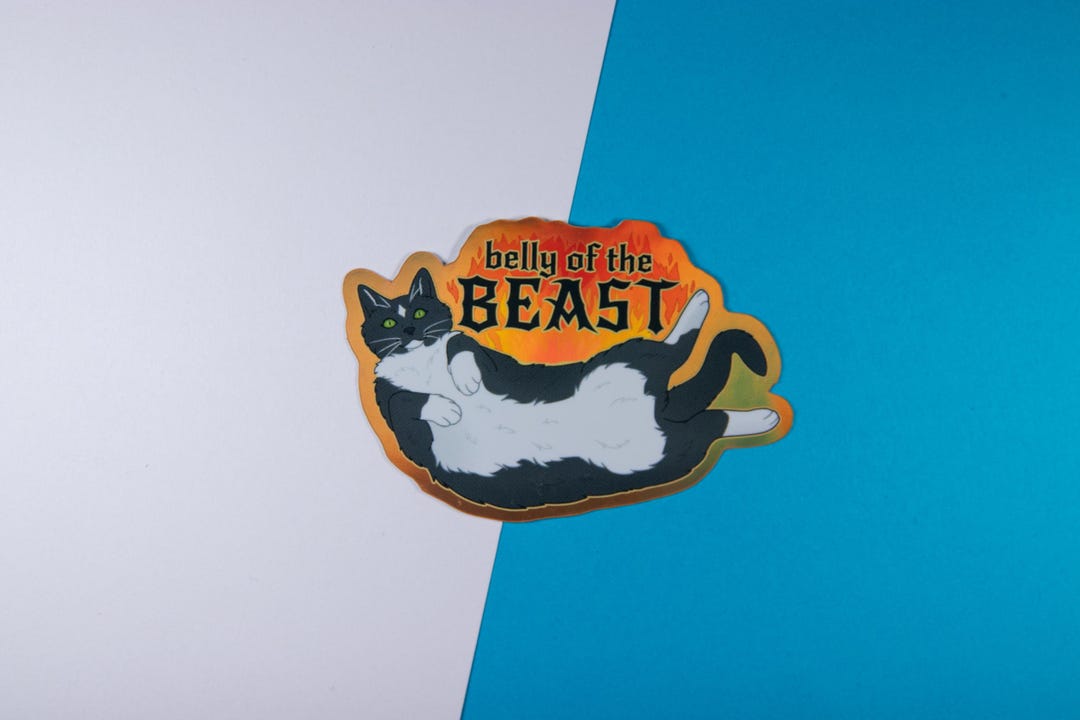 Belly of the Beast Sticker | Tuxedo Cat Sticker - Etsy