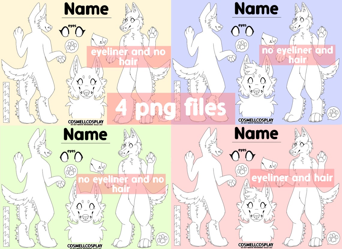 Fursuit Ref Sheet Base Lineart Fursuit Reference Art - Etsy