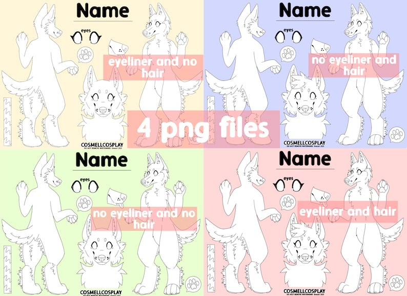 Fursuit Ref Sheet Base Lineart Fursuit Reference Art - Etsy