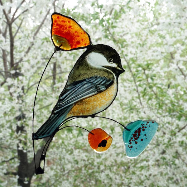 Stained Glass Chickadee - Etsy